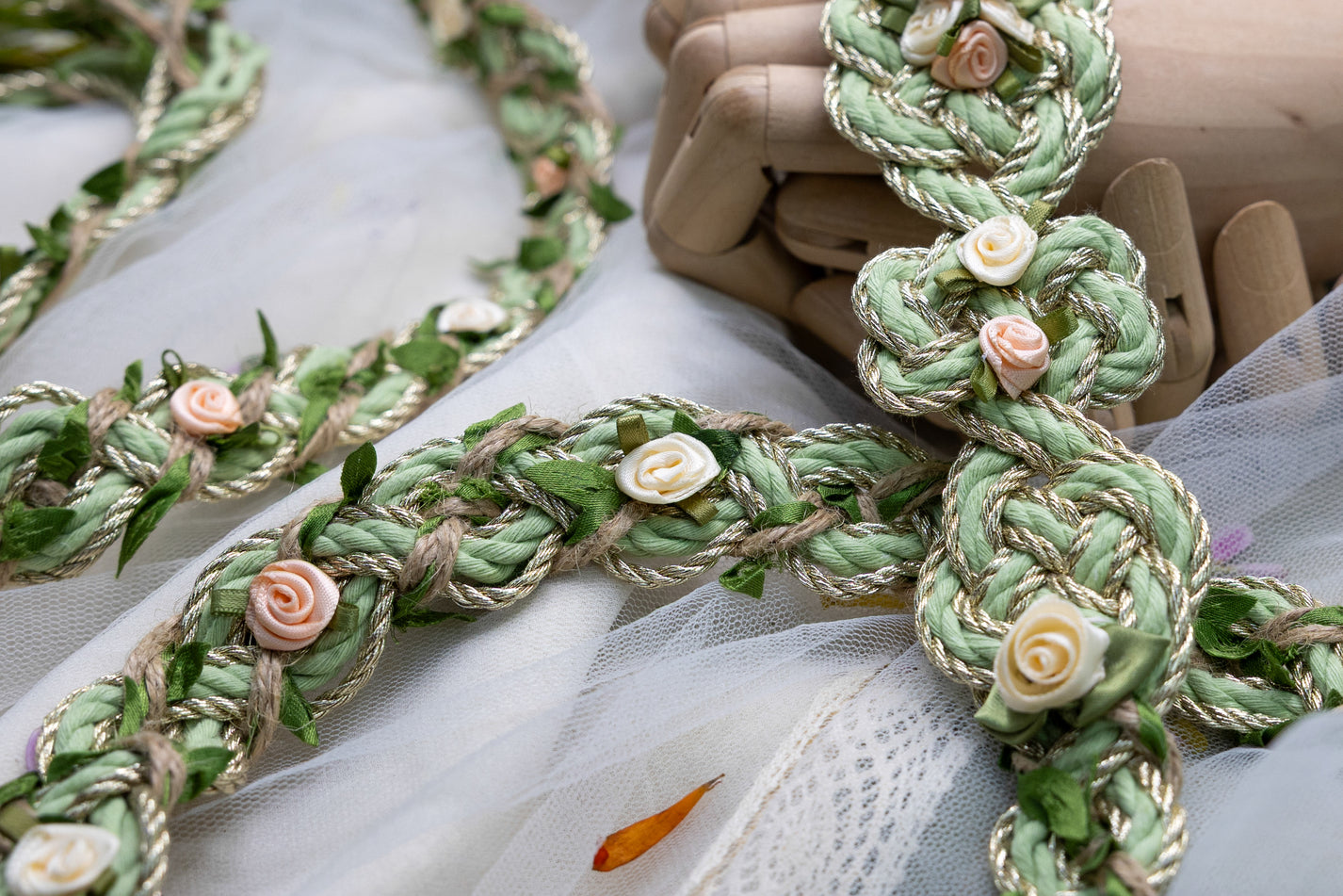 Peach Rose Fae Garden Handfasting Cord - Ceotha Celtic Design
