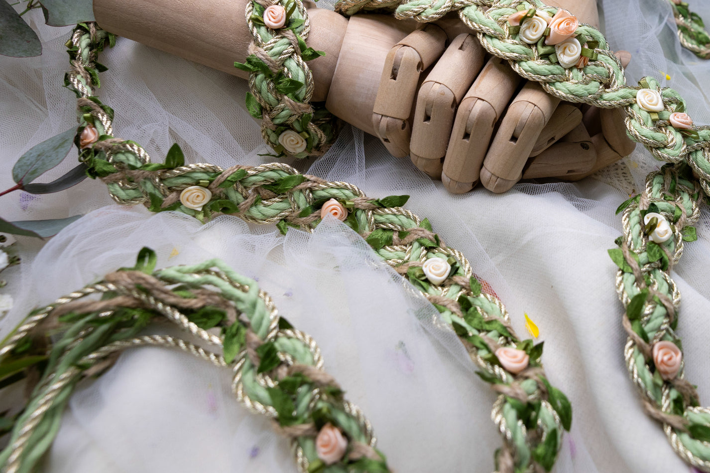 Peach Rose Fae Garden Handfasting Cord - Ceotha Celtic Design