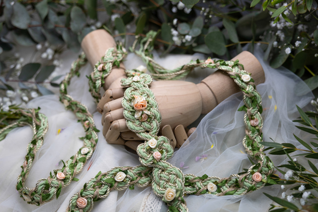 Peach Rose Fae Garden Handfasting Cord - Ceotha Celtic Design