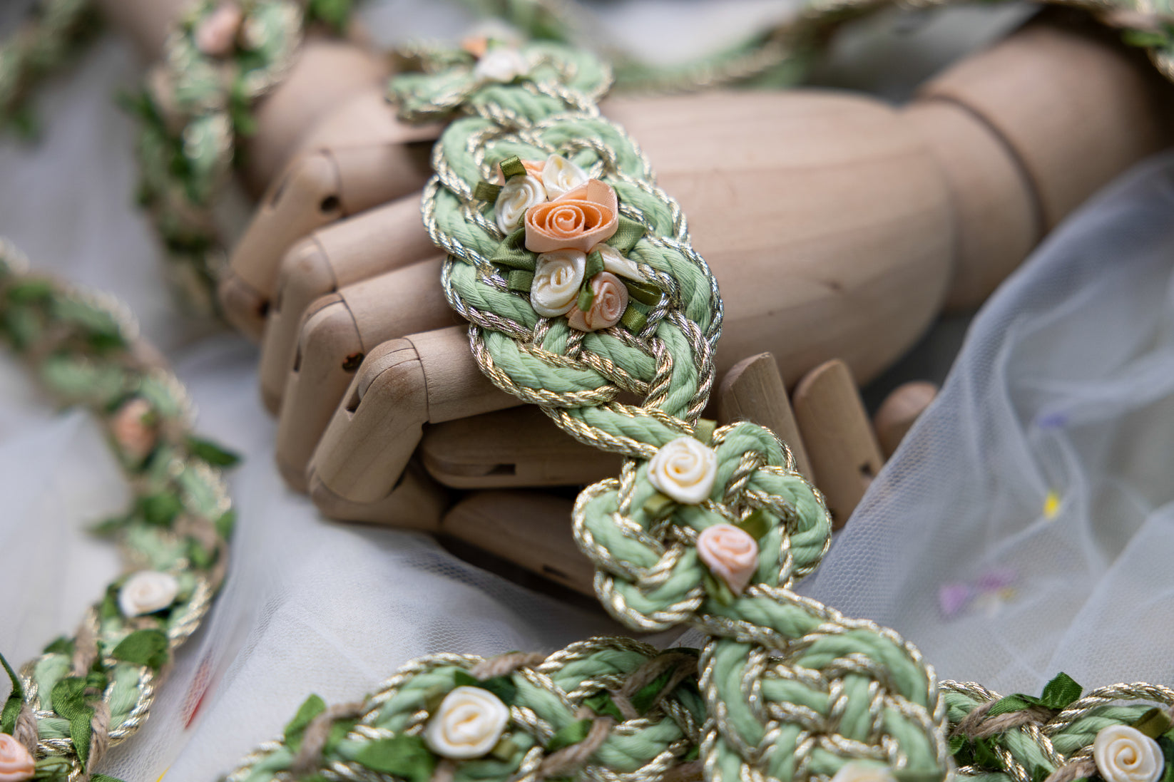 Peach Rose Fae Garden Handfasting Cord - Ceotha Celtic Design