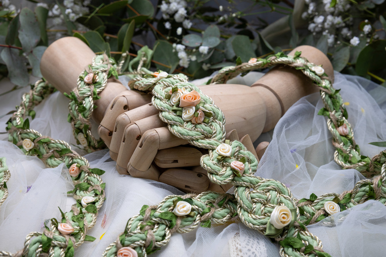 Peach Rose Fae Garden Handfasting Cord - Ceotha Celtic Design