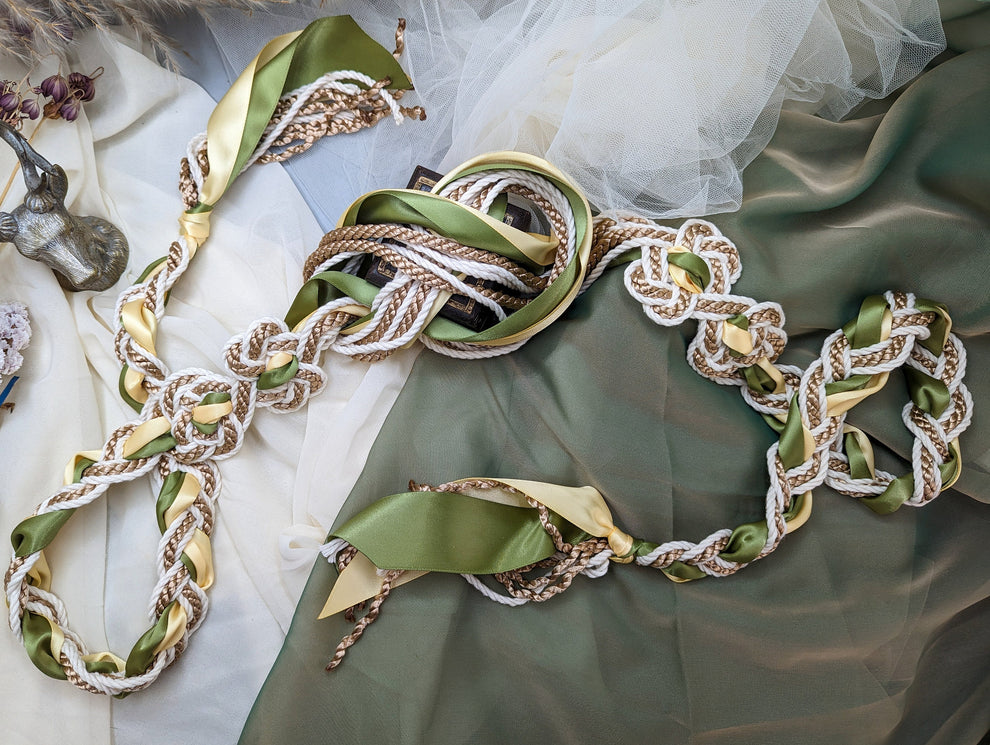 Magdalene Infinity Tie With Two Ribbons Handfasting Cord- Ceotha